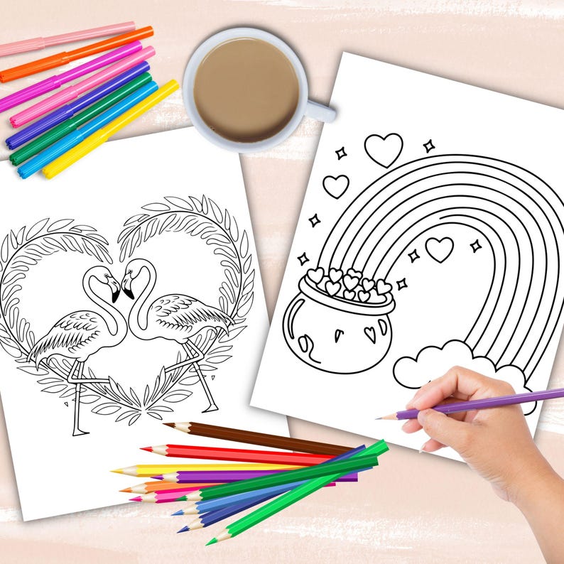 Valentines Day Coloring Book, Bold Easy Valentine Coloring Pages for ...
