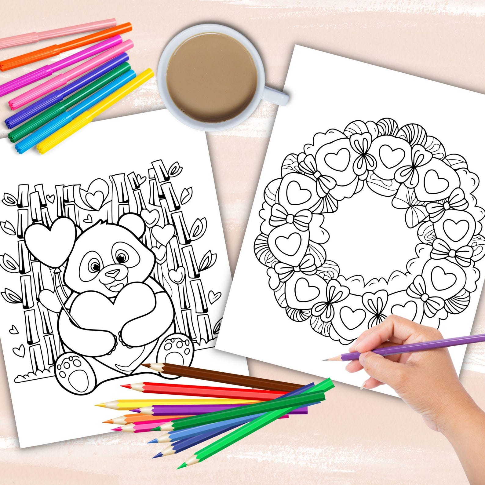 Valentines Day Coloring Book, Bold Easy Valentine Coloring Pages for ...