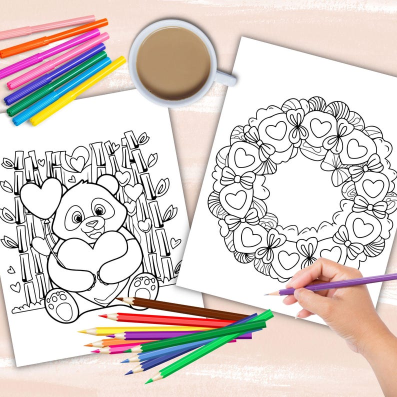 Valentines Day Coloring Book, Bold Easy Valentine Coloring Pages for ...