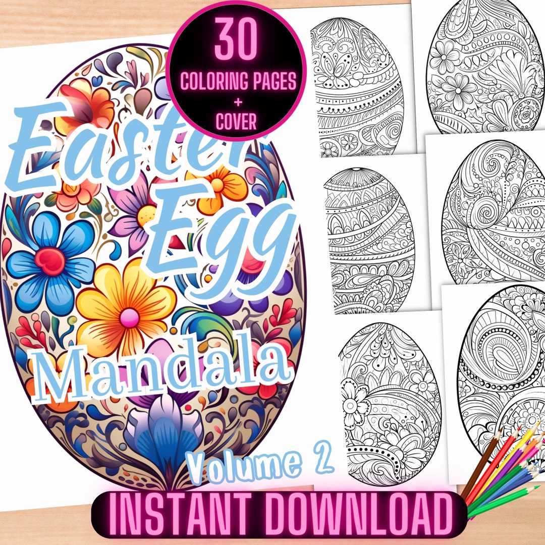 Easter Egg Mandala Coloring Book, Easter Egg Coloring Book, Zentangle ...