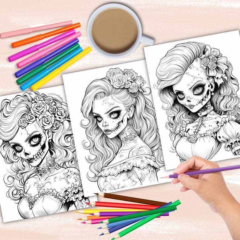 Zombie Pin up Girls Coloring Book, Zombie Girls Coloring Pages ...