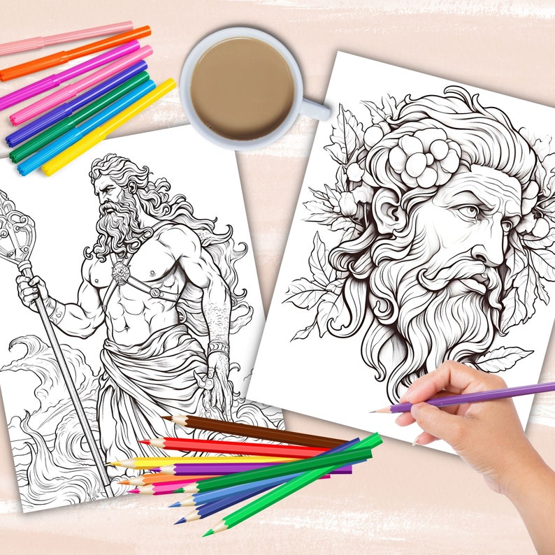 Greek Mythology Coloring Pages, Greek God Coloring Book, Printable ...