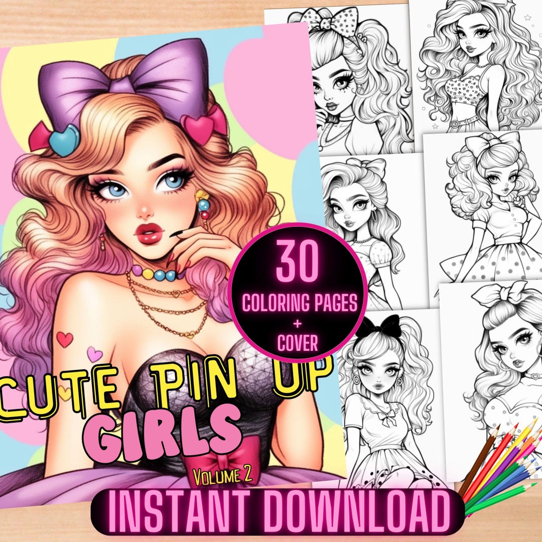 Cute Pin Up Girls Coloring Pages Beautiful Girls Coloring Book Pin Up