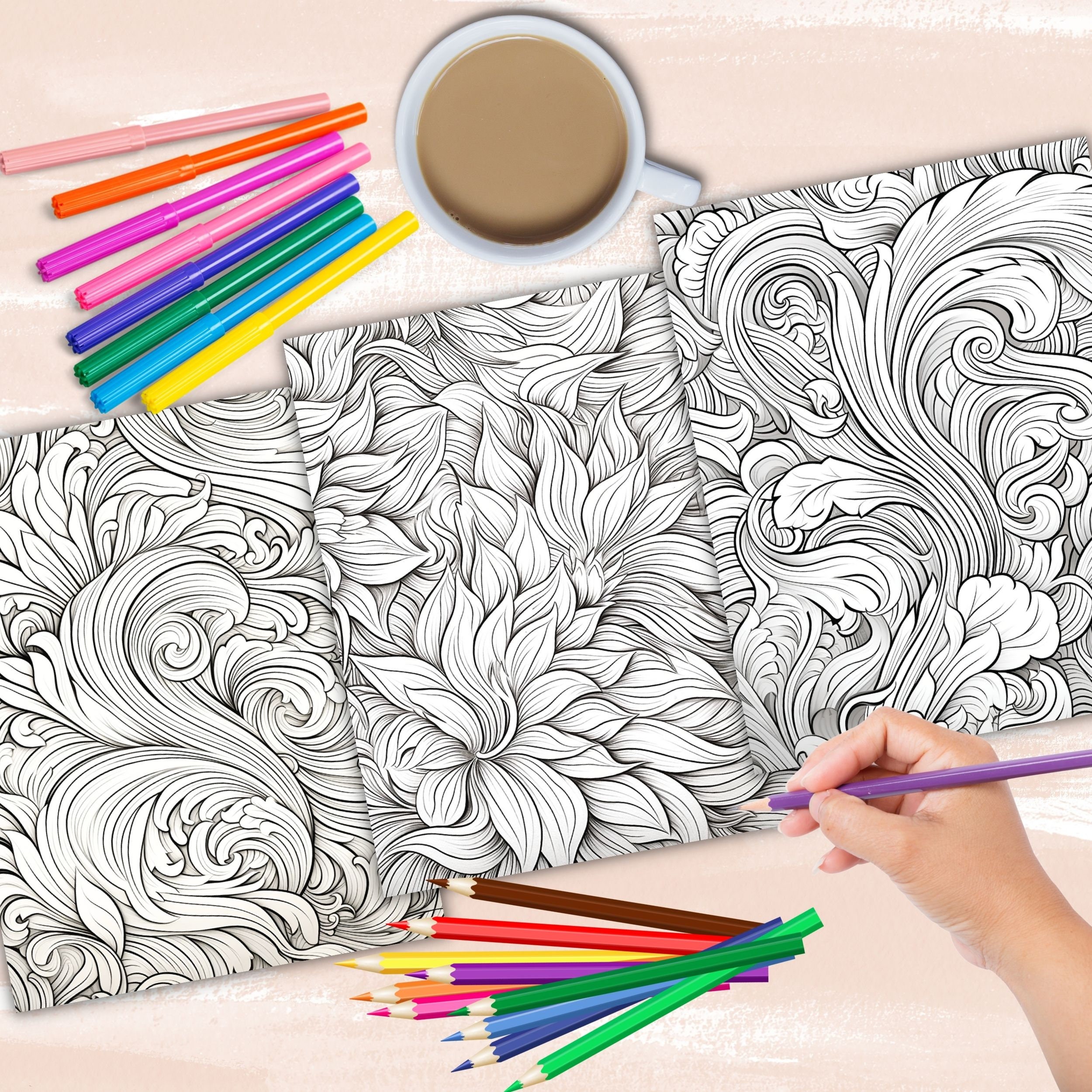Zentangle Flowers Coloring Book, Floral Coloring Pages, Botanical ...