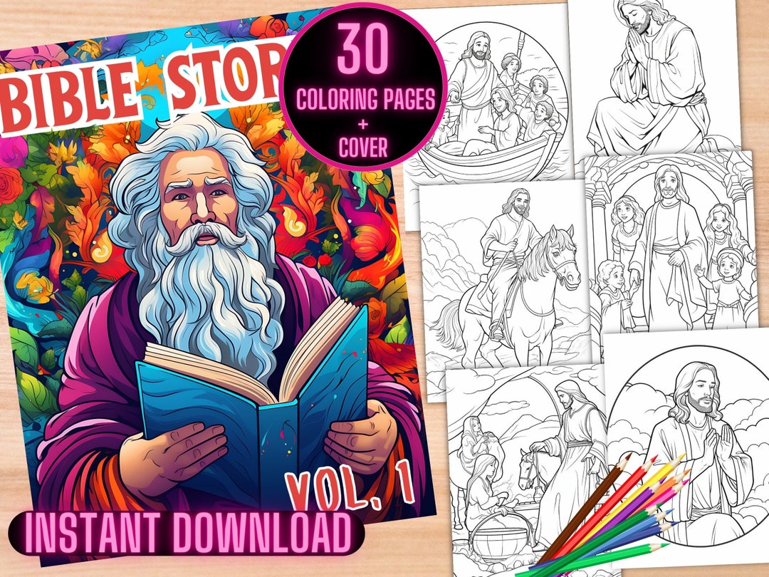 Bible Stories Coloring Book Religious Coloring Pages - Etsy