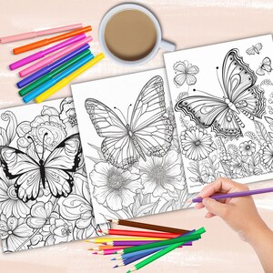 Butterfly Garden Party Coloring Book, Insect Coloring Pages, Floral ...