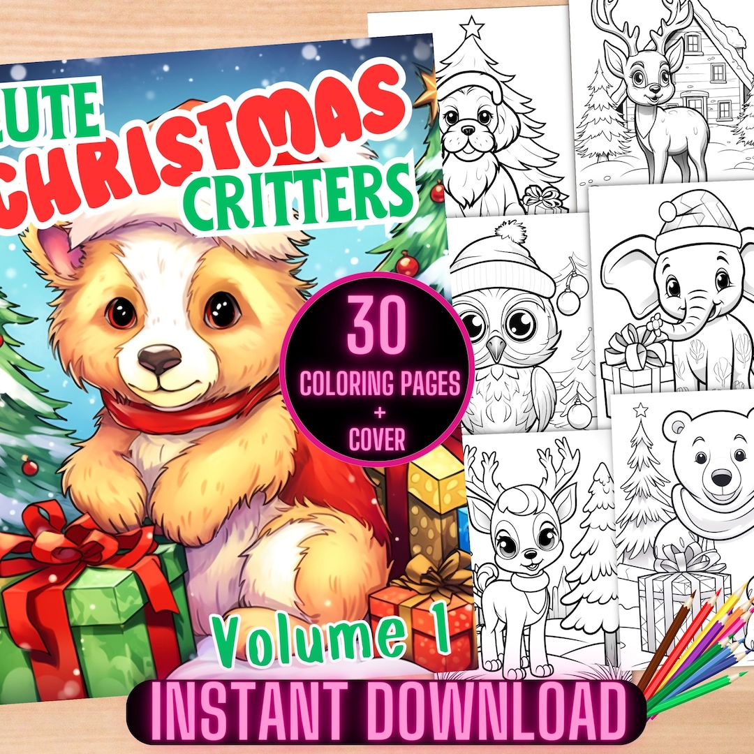 Christmas Animals Coloring Book, Kids Coloring Pages, Christmas ...
