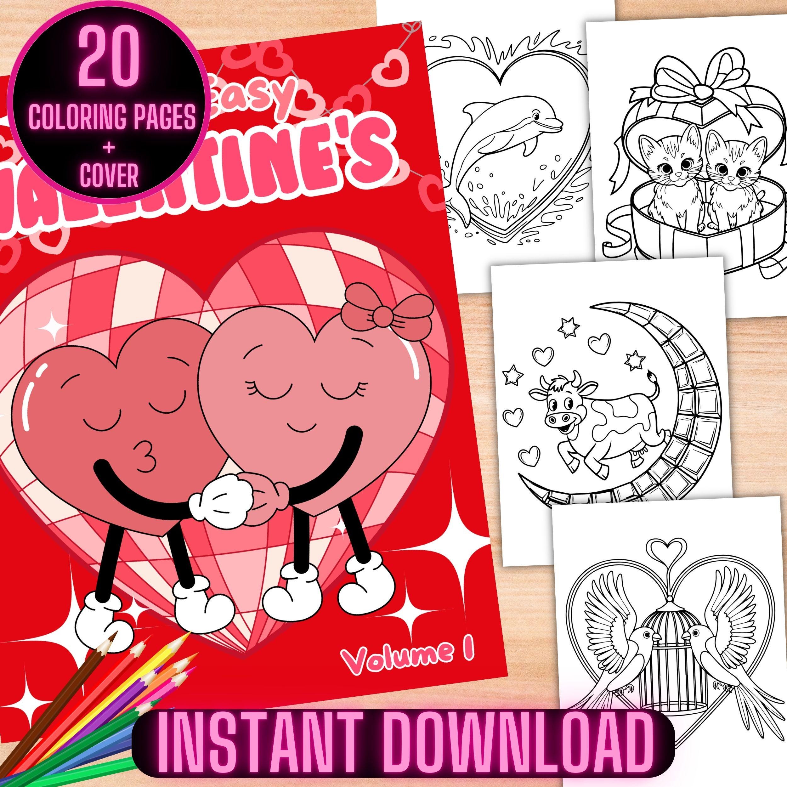 Valentines Day Coloring Book, Bold Easy Valentine Coloring Pages for ...