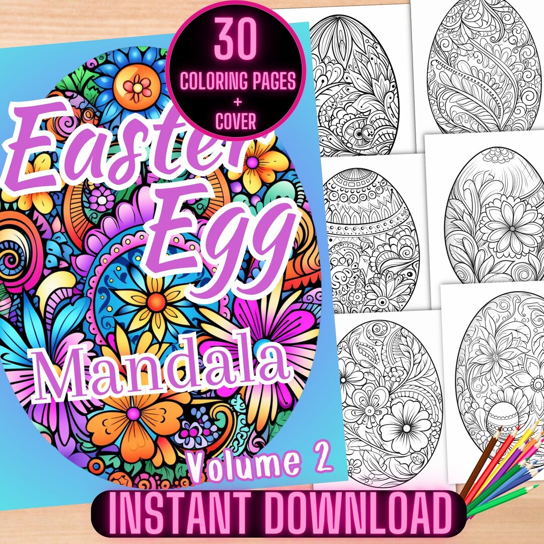 Easter Egg Mandala Coloring Pages, Easter Egg Pattern Coloring Book ...