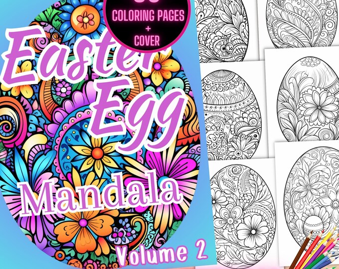 Easter Eggs Coloring Book, 6 PDF Detailed Coloring Pages, Zentangle ...