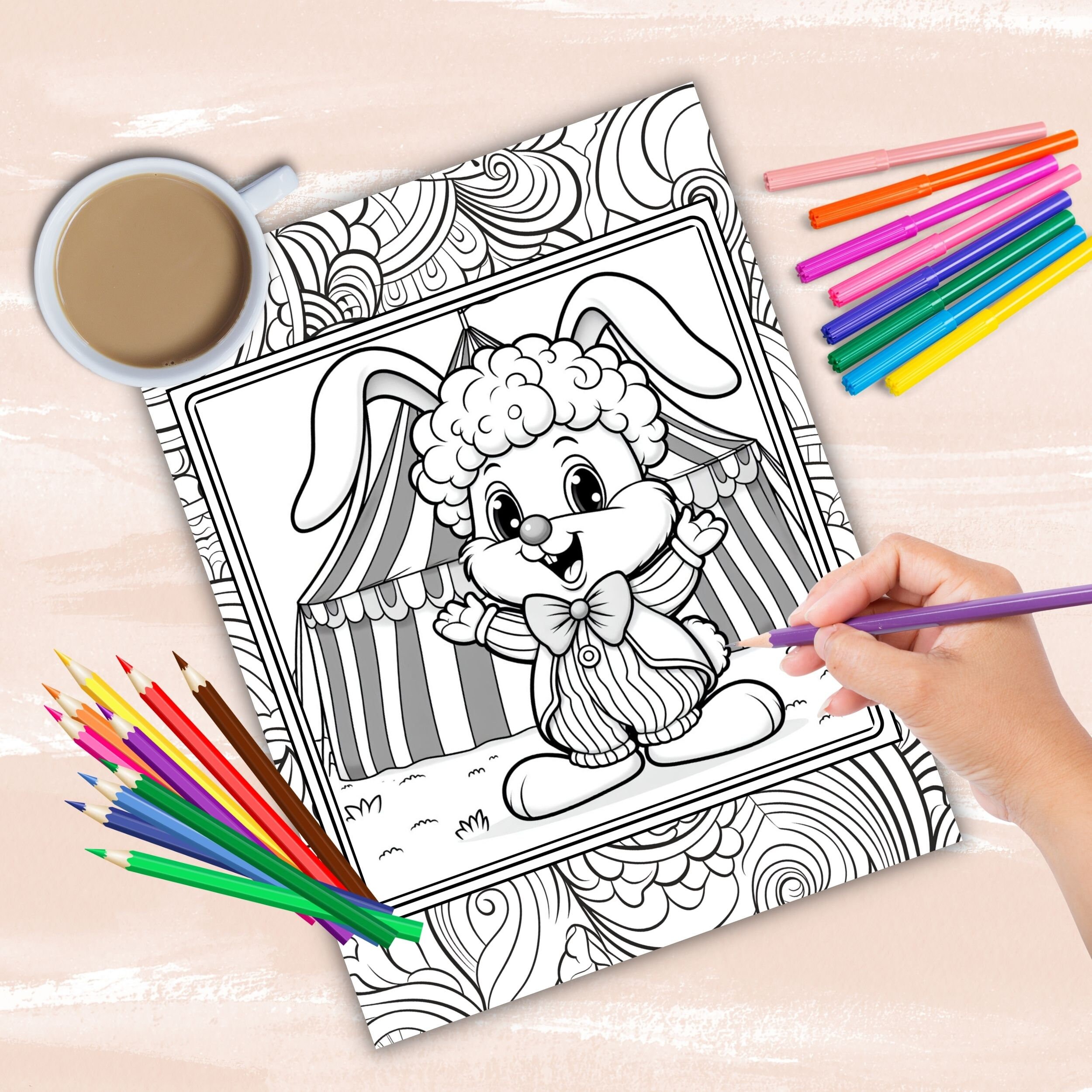 Easter Bunny Clowning Around Coloring Book, Printable Easter Coloring ...