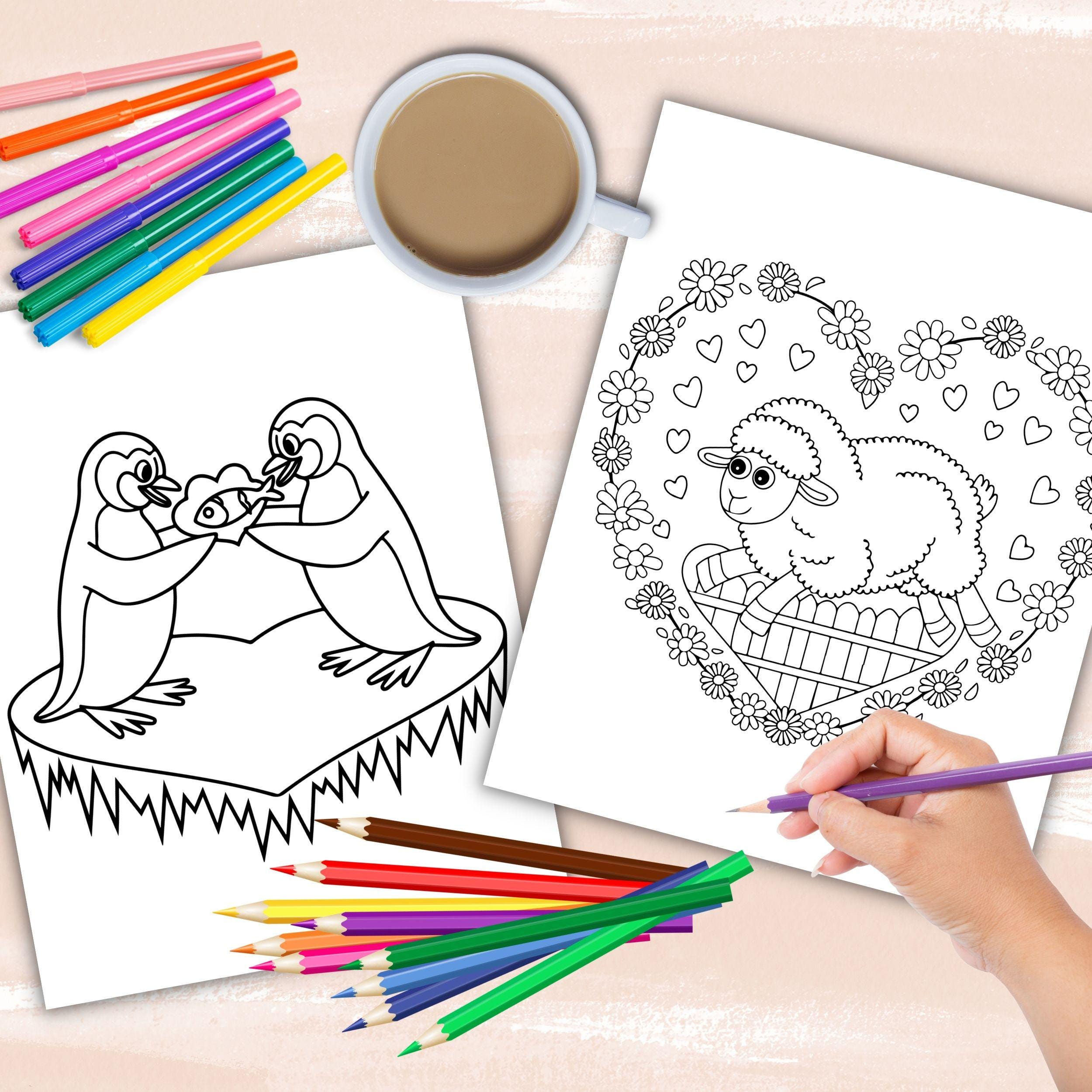 Valentines Day Coloring Book, Bold Easy Valentine Coloring Pages for ...