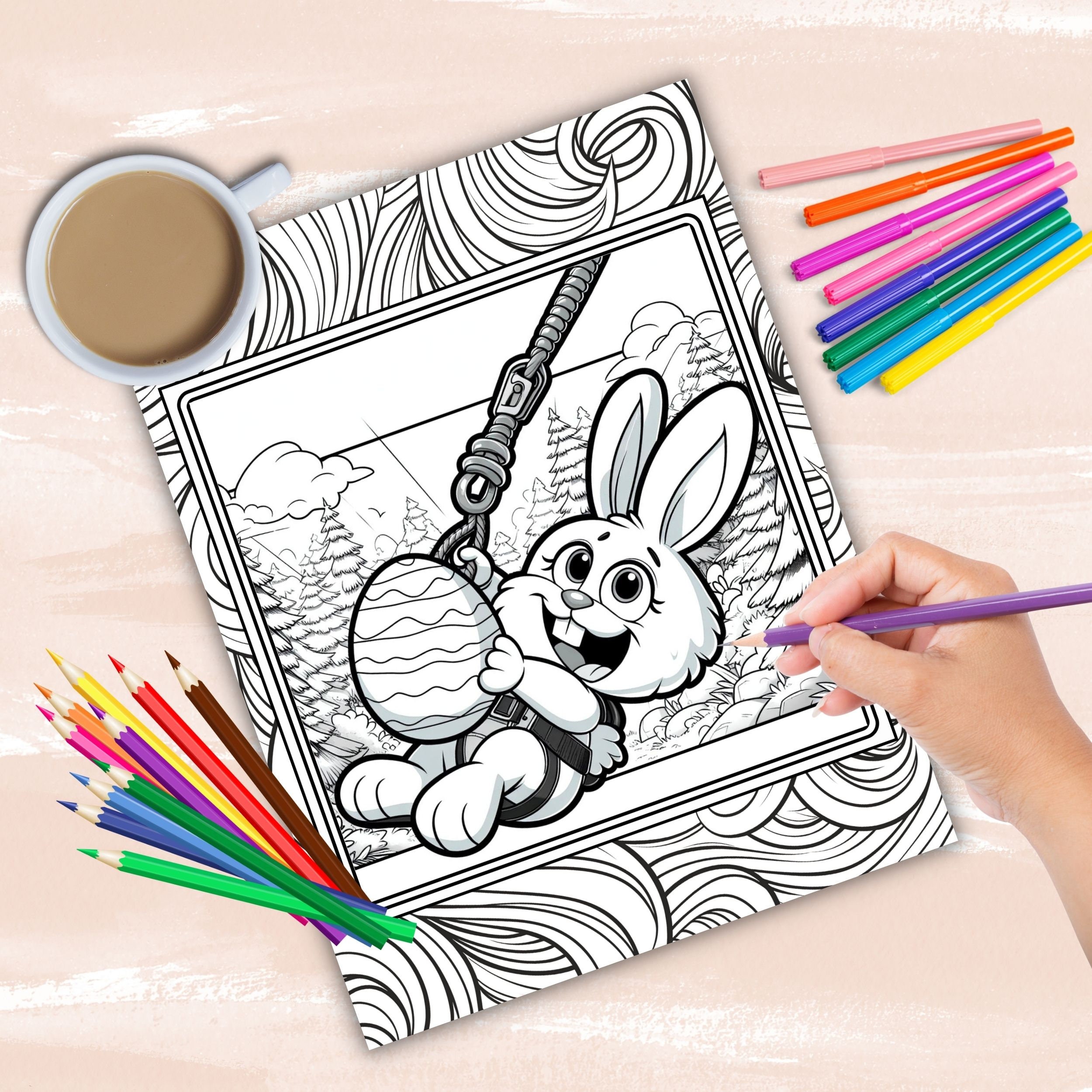Easter Bunny Adventures Coloring Book, Printable Easter Coloring Pages ...