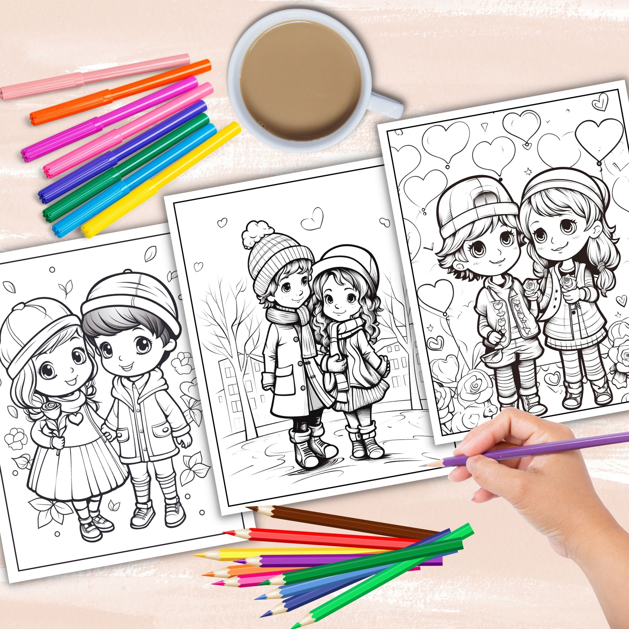 Valentine's Young Love Coloring Book, Cute Valentine Coloring Pages for ...