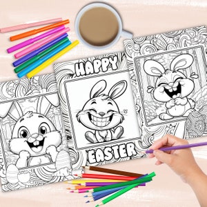 Easter Bunny Fun Coloring Pages, Funny Easter Bunny Coloring Book, Cute ...
