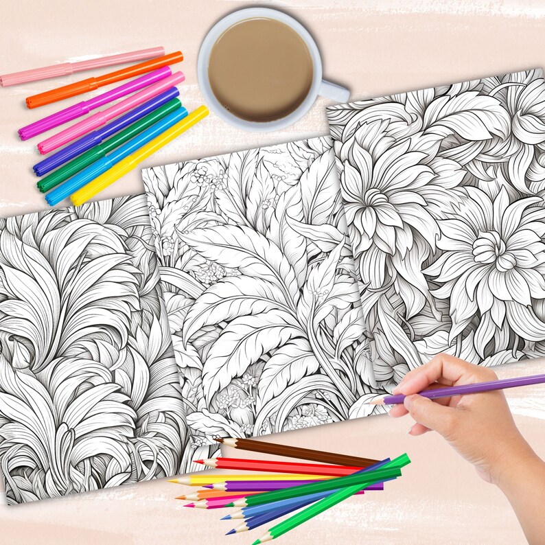 Zentangle Flowers Coloring Book, Floral Coloring Pages, Botanical ...
