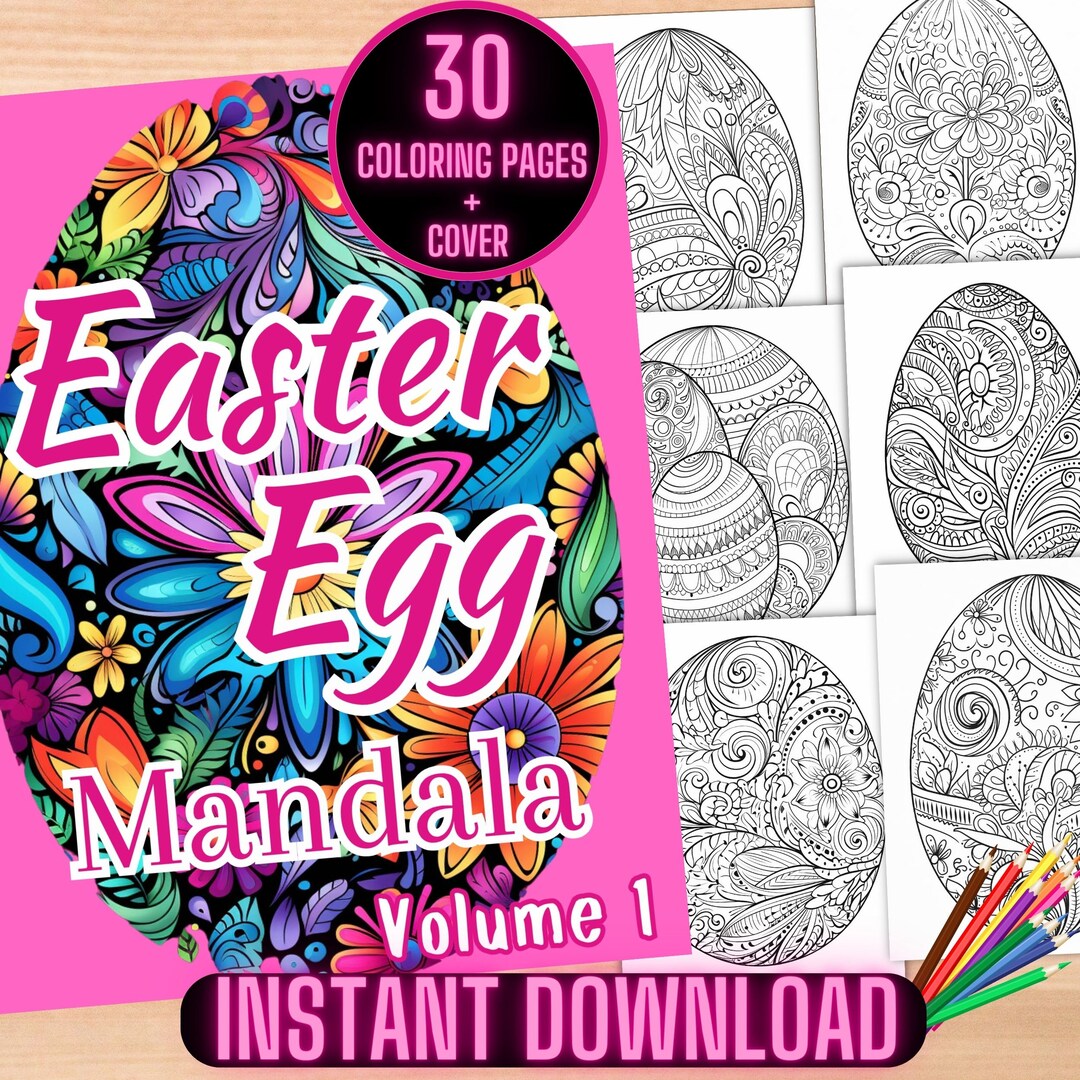 Easter Egg Mandala Coloring Pages, Easter Egg Coloring Book, Zentangle ...