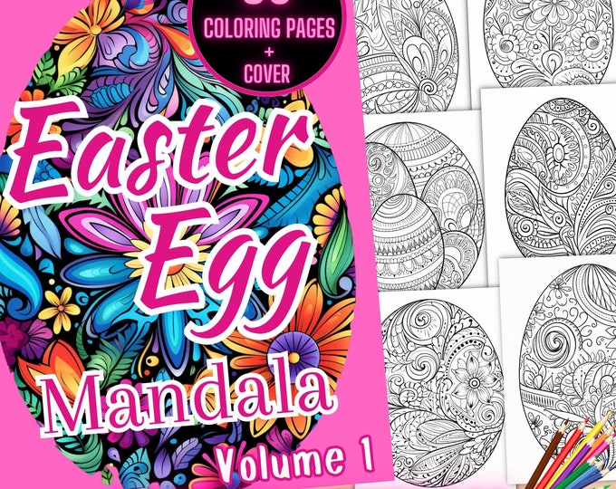 Easter Eggs Coloring Book, 6 PDF Detailed Coloring Pages, Zentangle ...