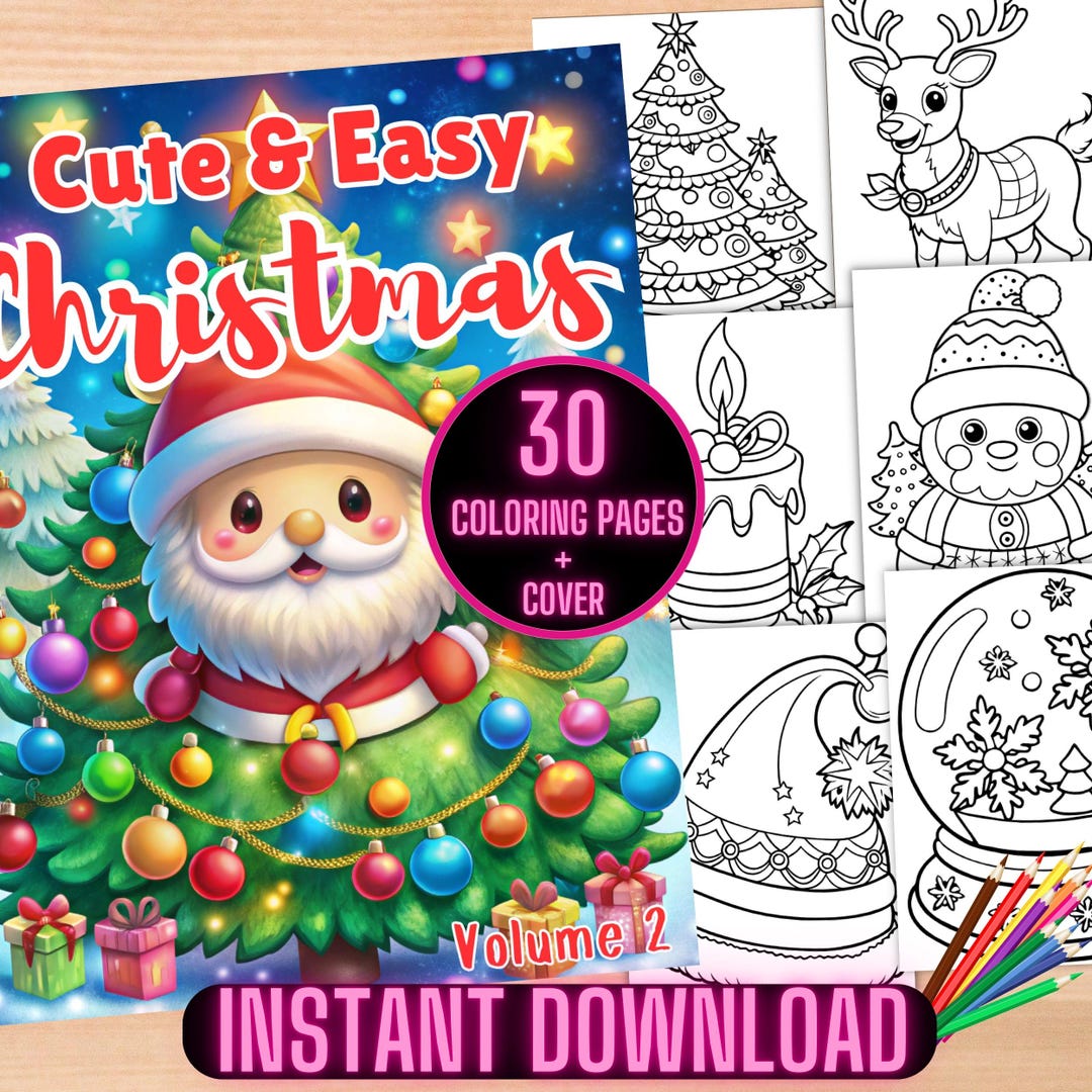 Easy Christmas Coloring Pages, Cute Christmas Coloring Book for Kids ...