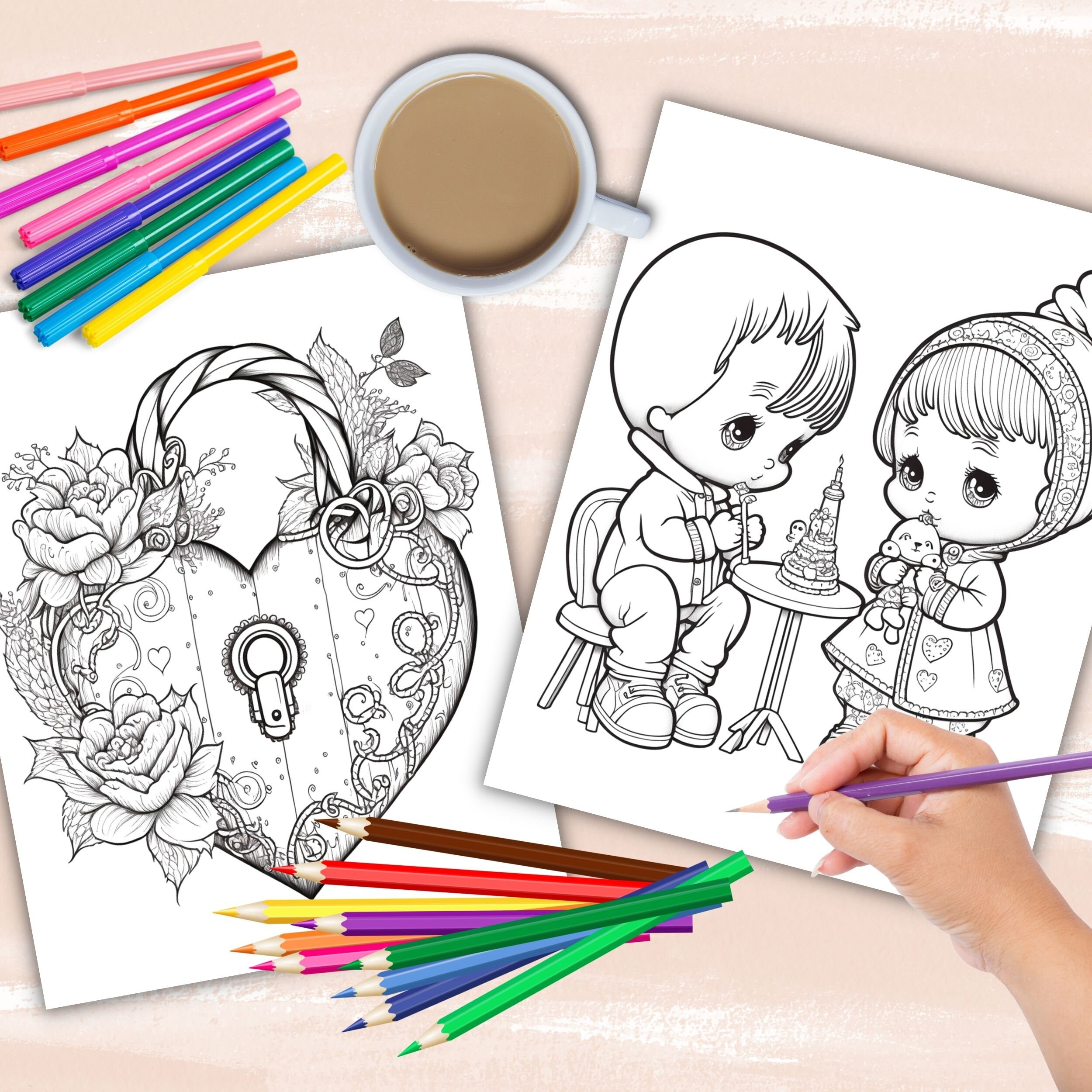 Be My Valentine Coloring Pages, Cute Valentine Coloring Book for Girls ...