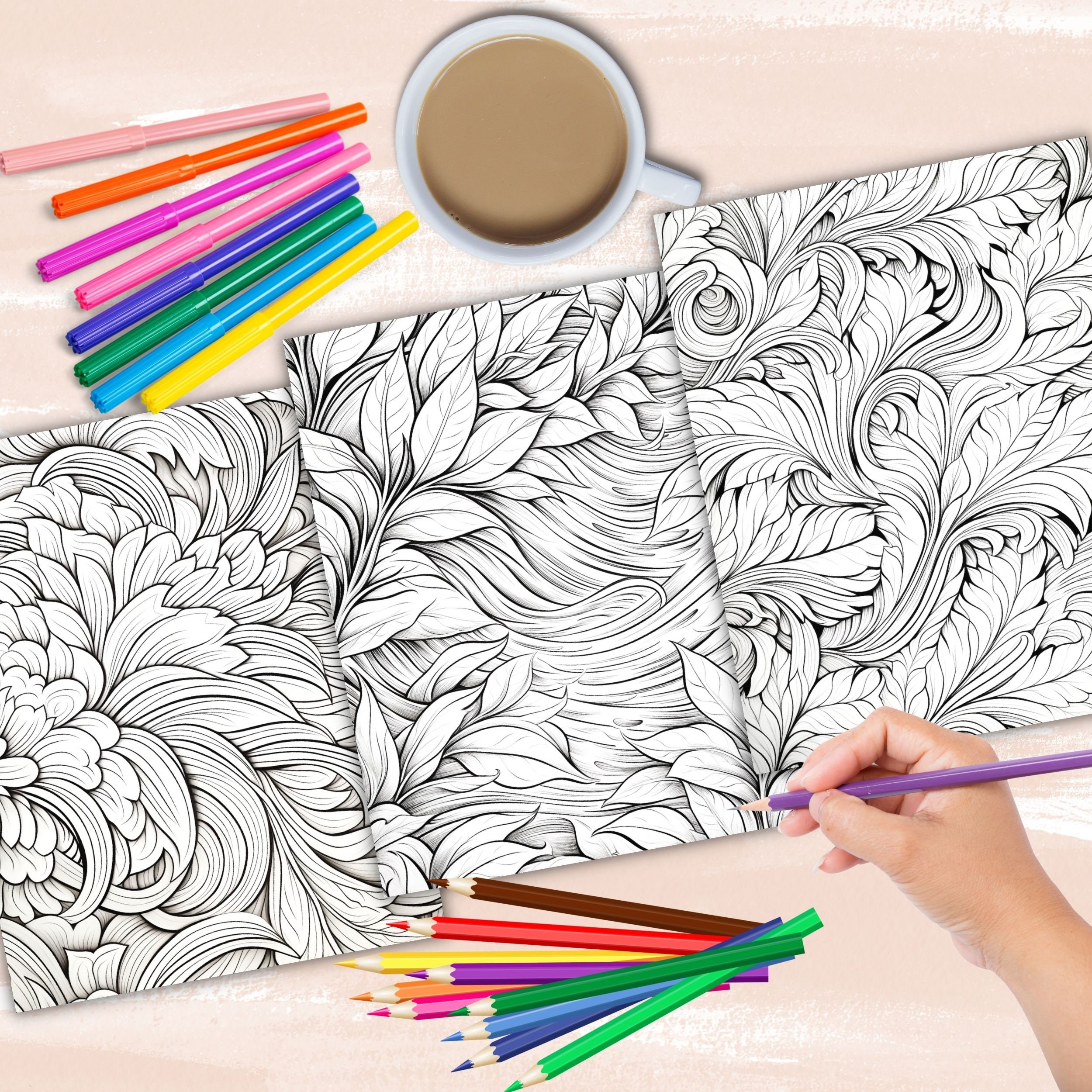 Zentangle Flowers Coloring Book, Floral Coloring Pages, Botanical ...