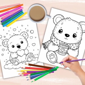 Valentines Day Coloring Book, Teddy Bear Love Coloring Pages, Kids ...