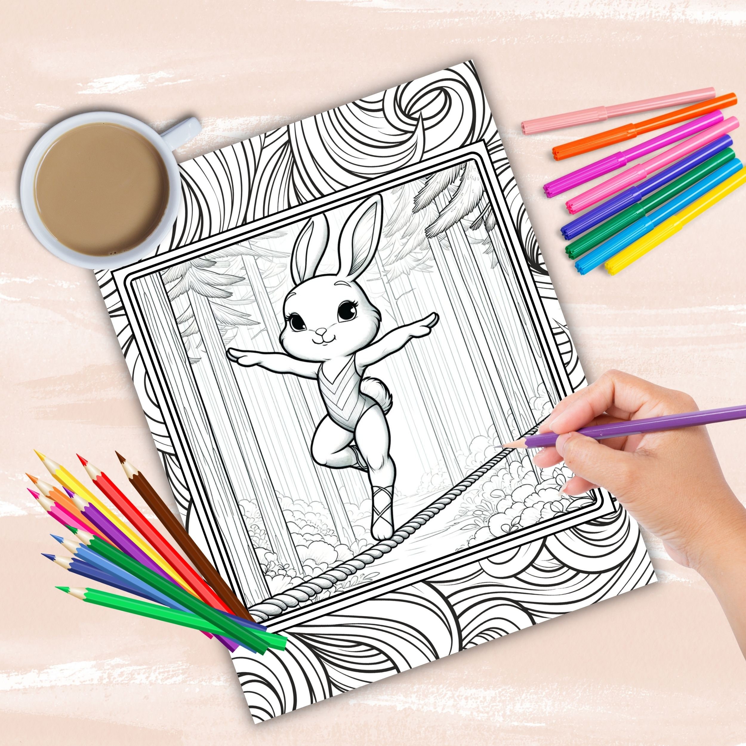 Easter Bunny Adventures Coloring Pages, Printable Easter Coloring Book ...