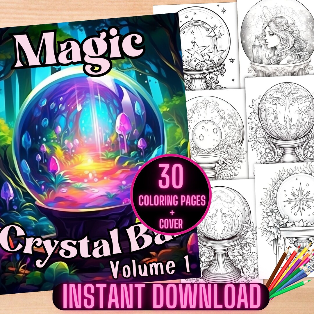 Magic Crystal Ball Coloring Book, Magic Orb Coloring Pages, Printable ...