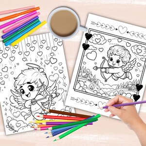 Cute Cupid Coloring Book, Cute Valentine Cupid Coloring Pages for Girls ...