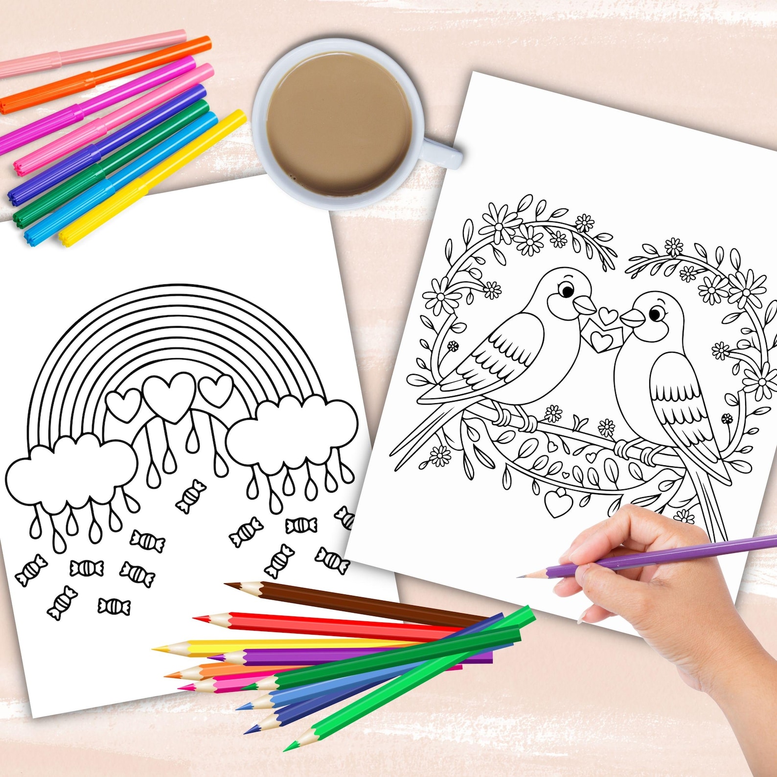 Valentines Day Coloring Book, Bold Easy Valentine Coloring Pages for ...
