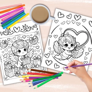 Cute Cupid Coloring Book, Cute Valentine Cupid Coloring Pages for Girls ...