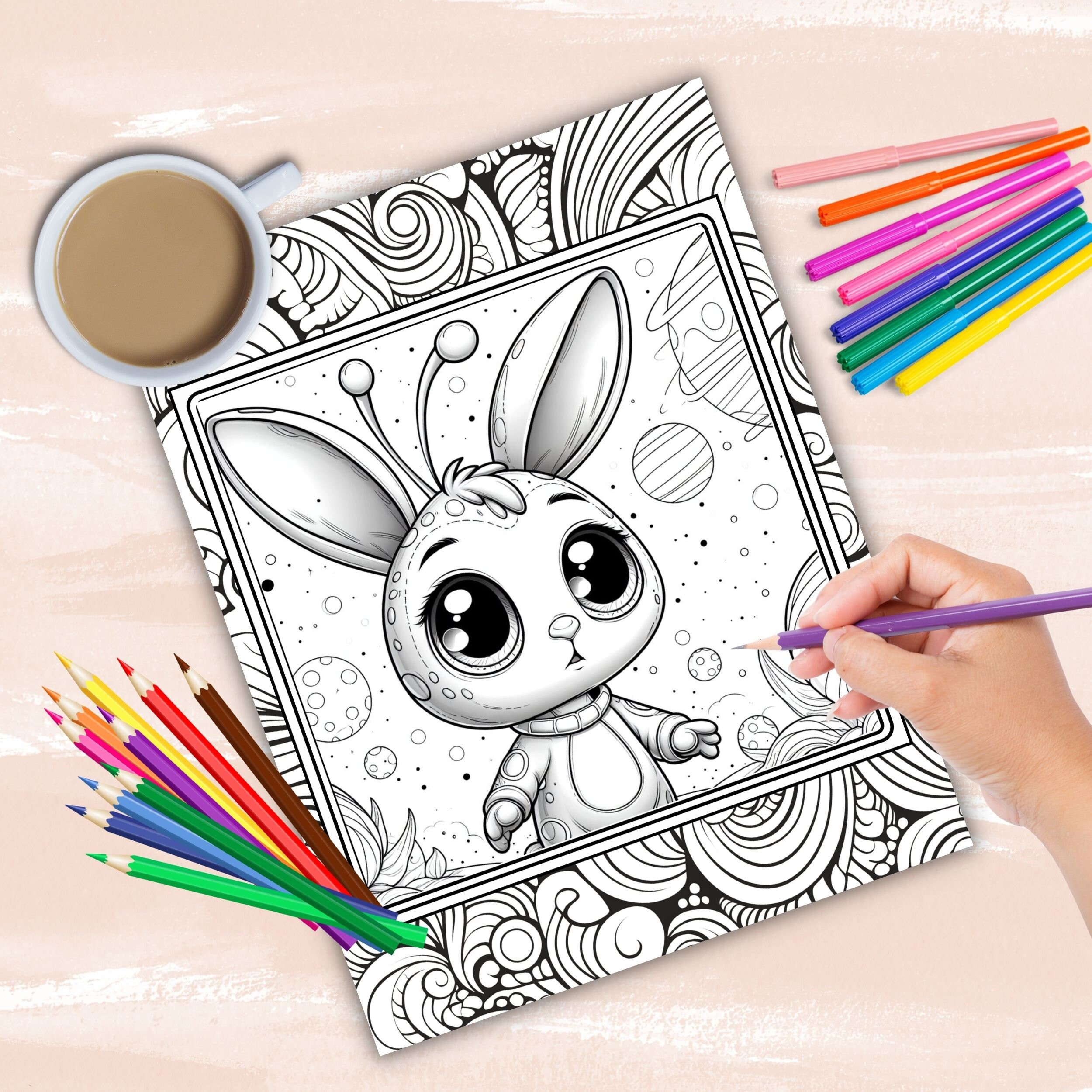 Easter Bunny Adventures Coloring Pages, Printable Easter Coloring Book ...