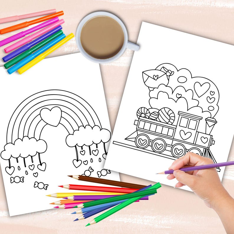 Valentines Day Coloring Book, Bold Easy Valentine Coloring Pages for ...