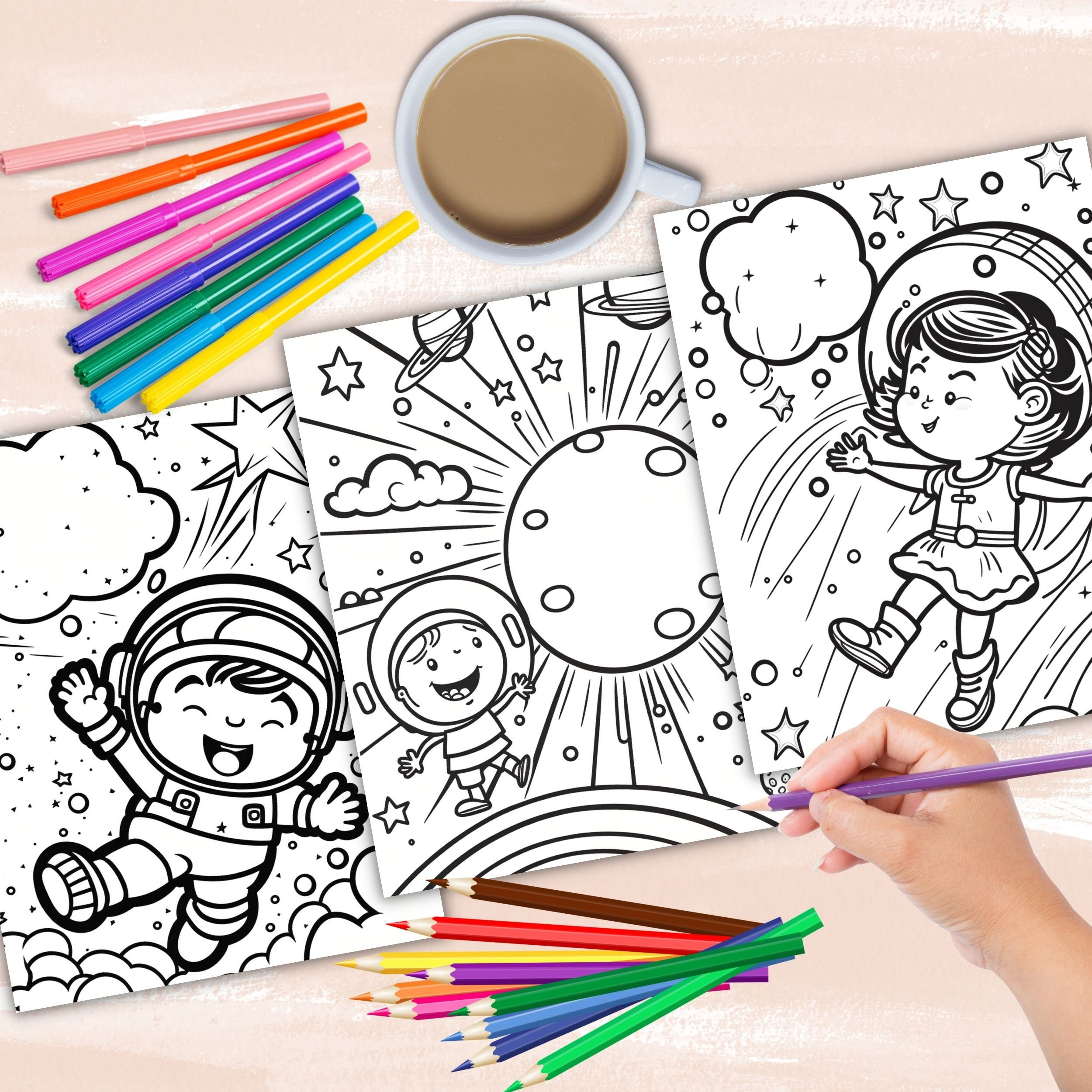 Space Kids Coloring Book, Kids Astronaut Coloring Pages, Outer Space ...