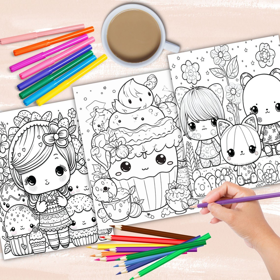 Cute Kawaii Coloring Pages, Kawaii Animal Coloring Book, Kawaii ...