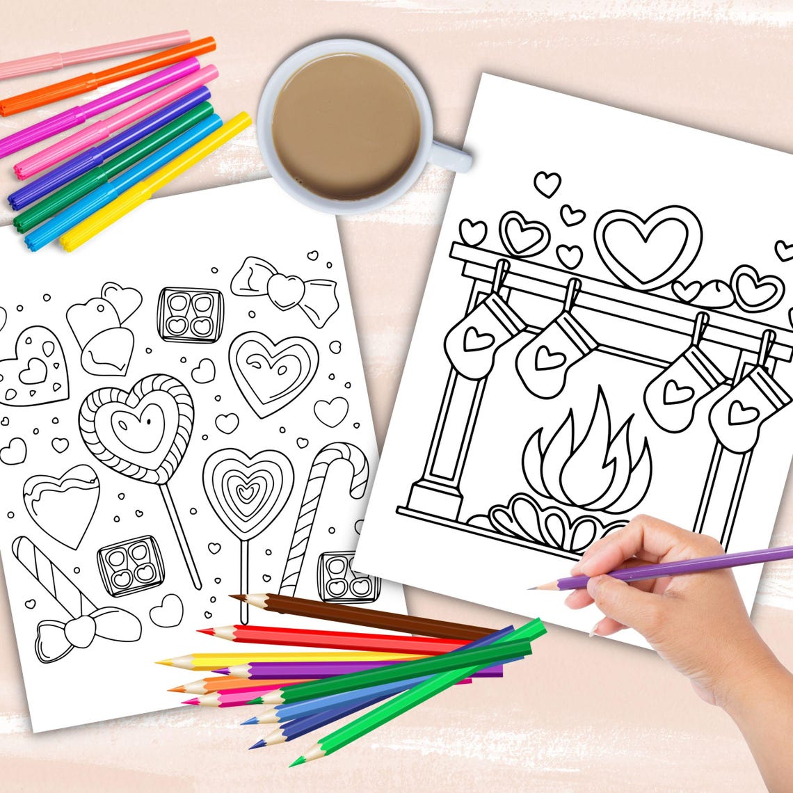 Valentines Day Coloring Book, Bold Easy Valentine Coloring Pages for ...