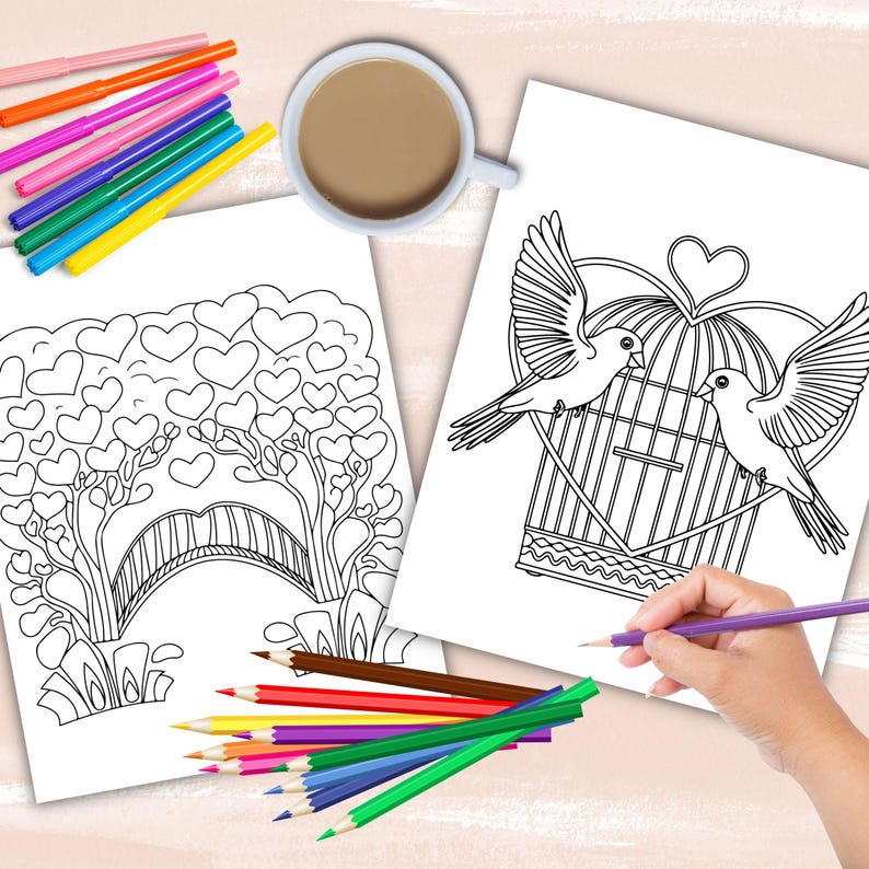 Valentines Day Coloring Book, Bold Easy Valentine Coloring Pages for ...