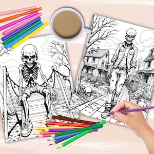 Zombies Coloring Book, Zombie Halloween Coloring Pages, Digital ...