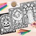 Stained Glass Halloween Coloring Book Grayscale Halloween - Etsy
