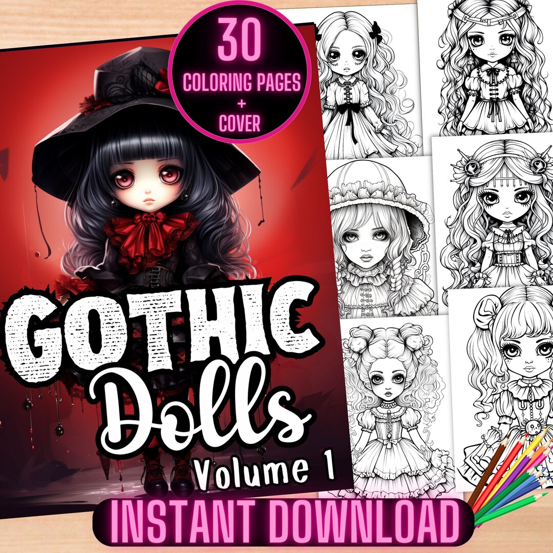 Gothic Dolls Coloring Book, Gothic Anime Girl Coloring Pages, Goth Girl ...