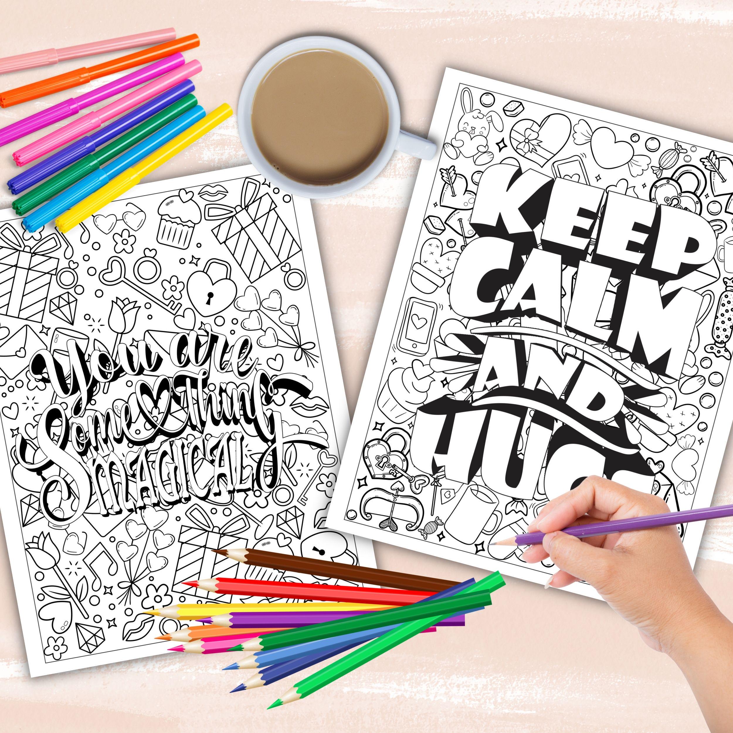 Valentine's Day Quotes Coloring Book, Love Quotes Coloring Book ...