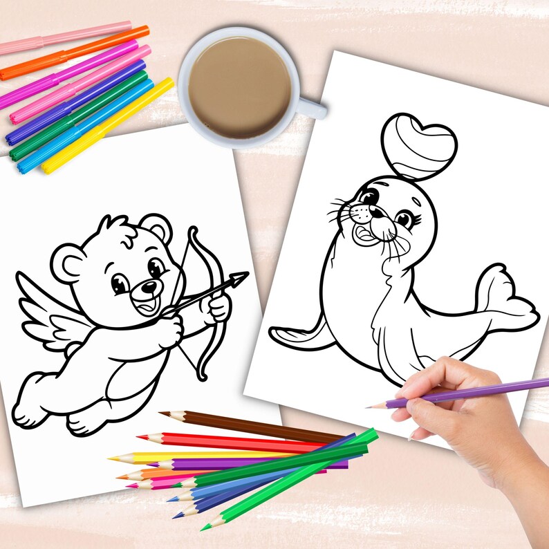 Valentines Day Coloring Book, Bold Easy Valentine Coloring Pages for ...