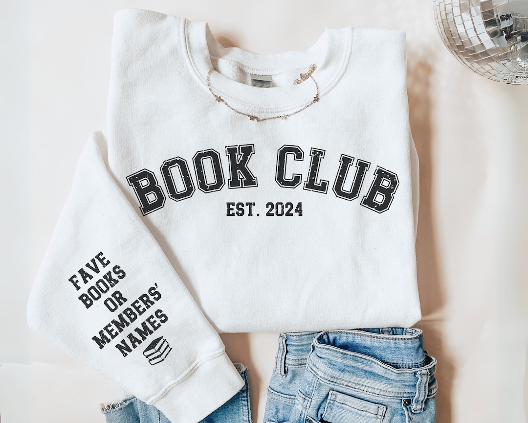 Personalized Book Club Sweatshirt With Custom Year Book Names on Sleeve ...