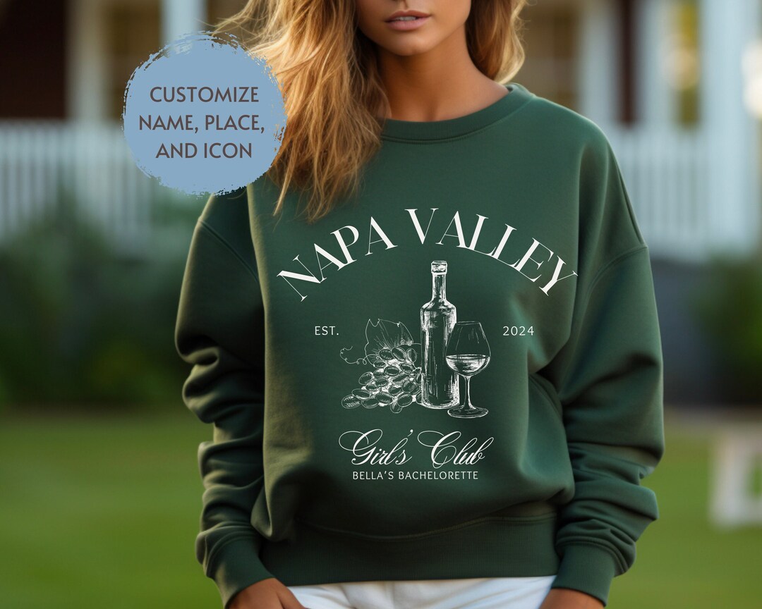 Personalized Bachelorette Party Winery Sweatshirts, Wine Themed Luxury ...