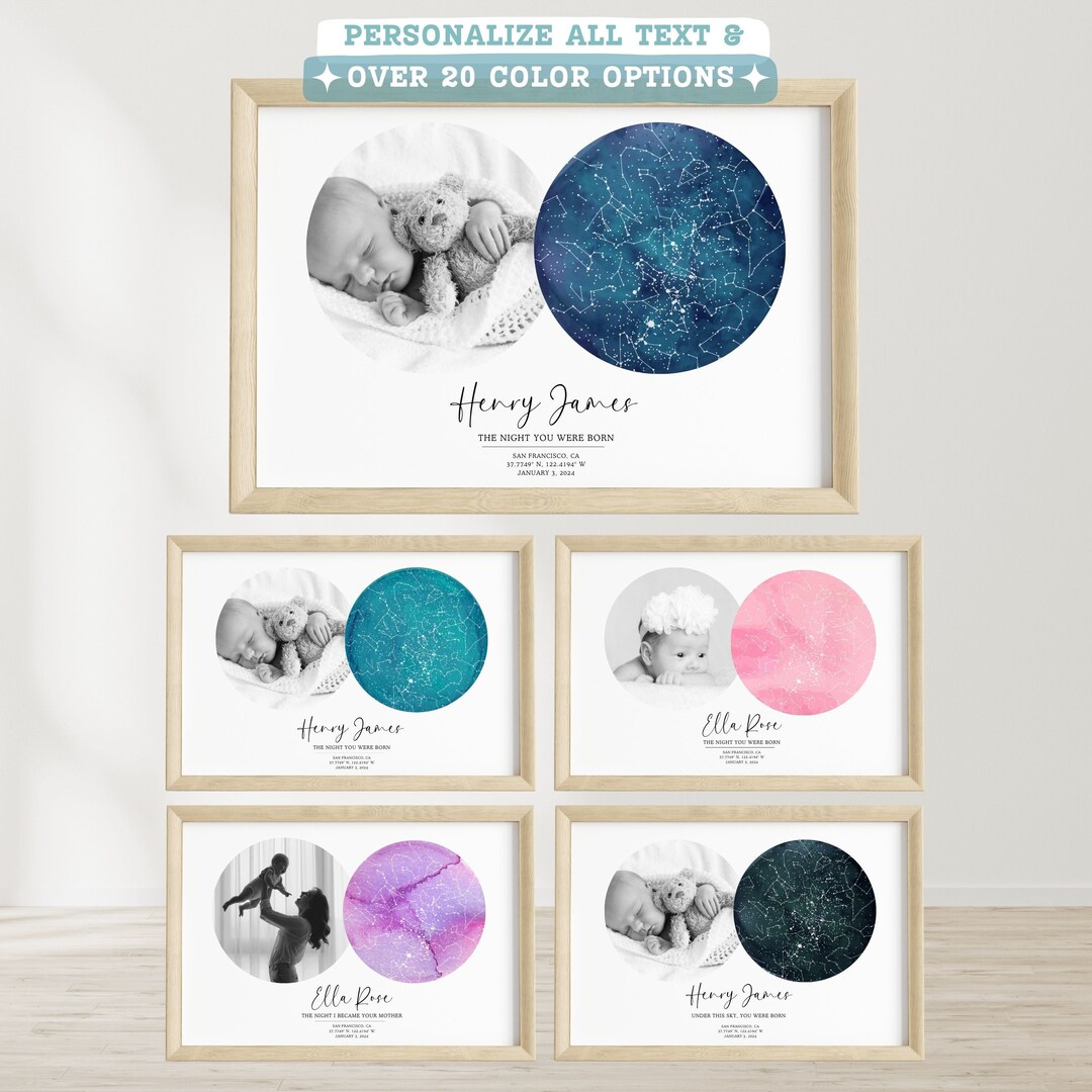 Custom Star Map Family Digital Download, Star Map by Date Baby, Star ...