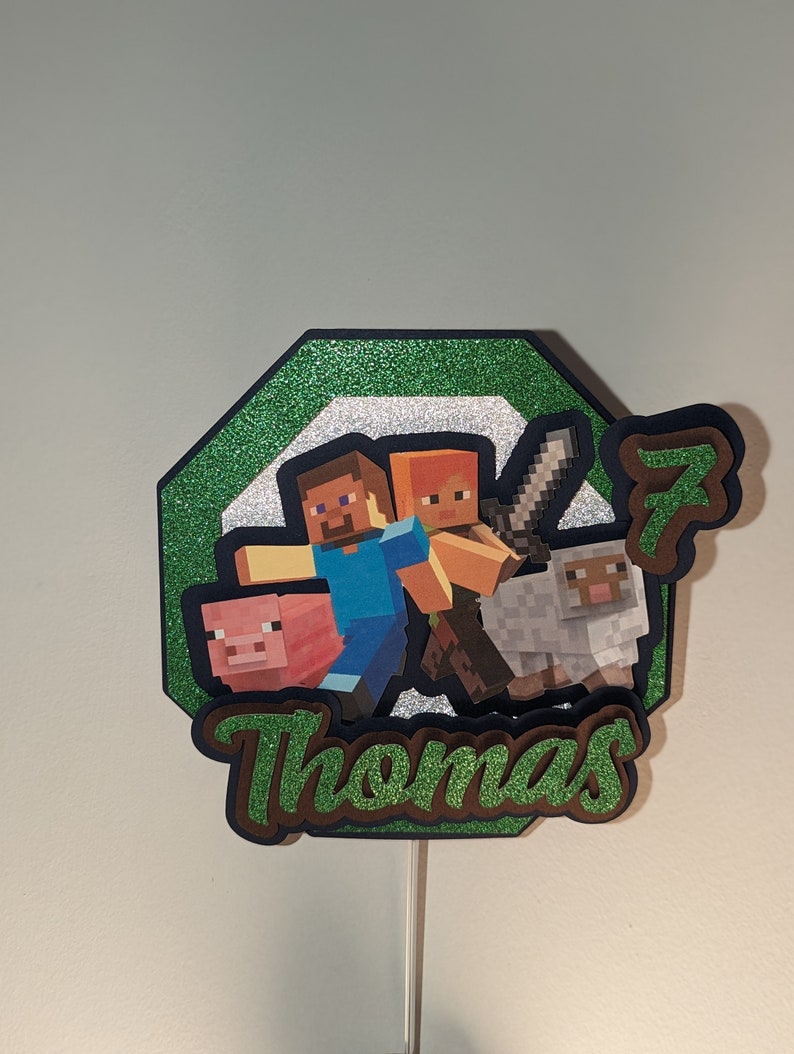 Minecraft Themed Cake Topper Gamer Boys Girls Xbox PS4 Gaming Party ...
