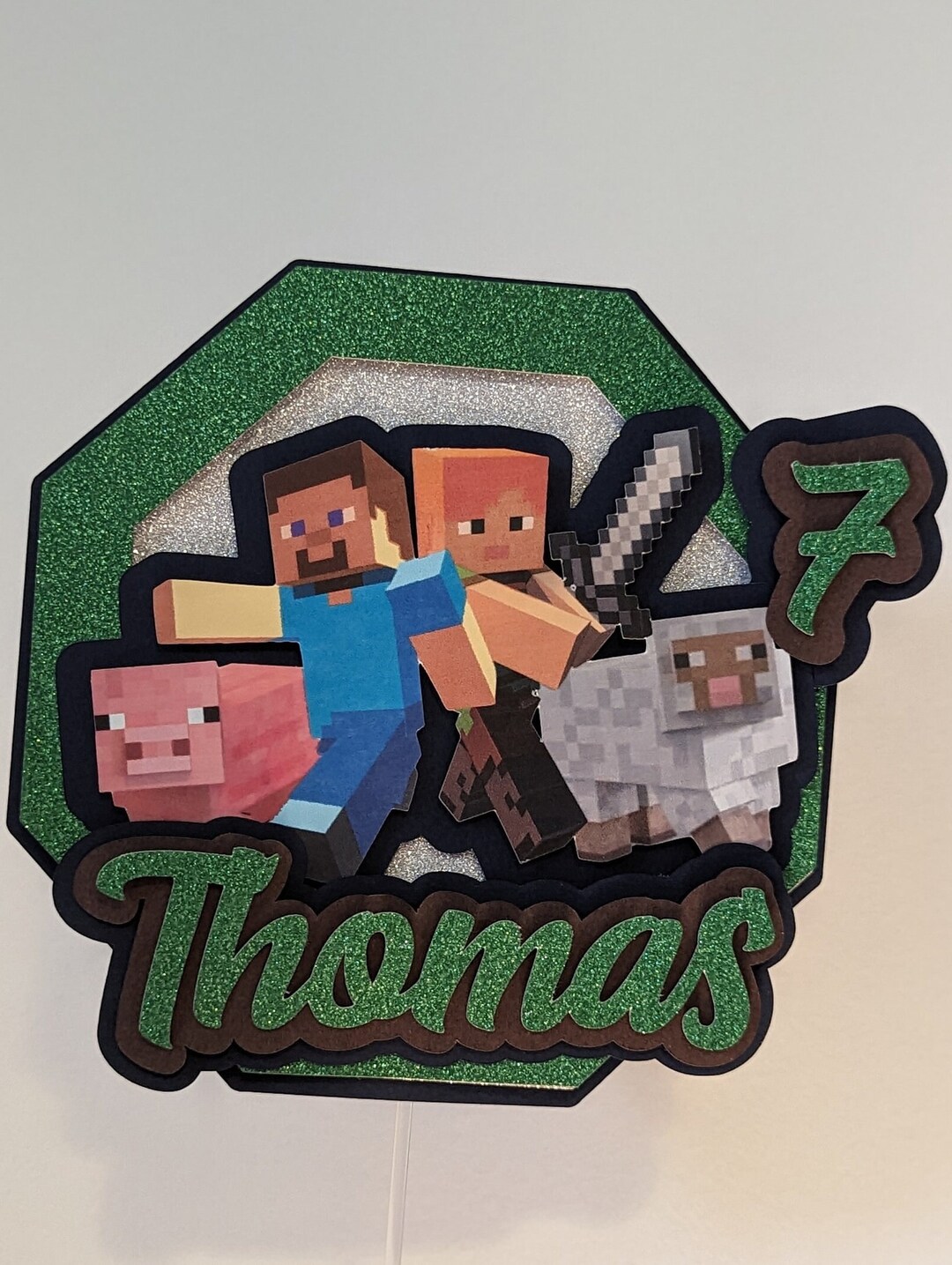 Minecraft Themed Cake Topper Gamer Boys Girls Xbox PS4 Gaming Party ...