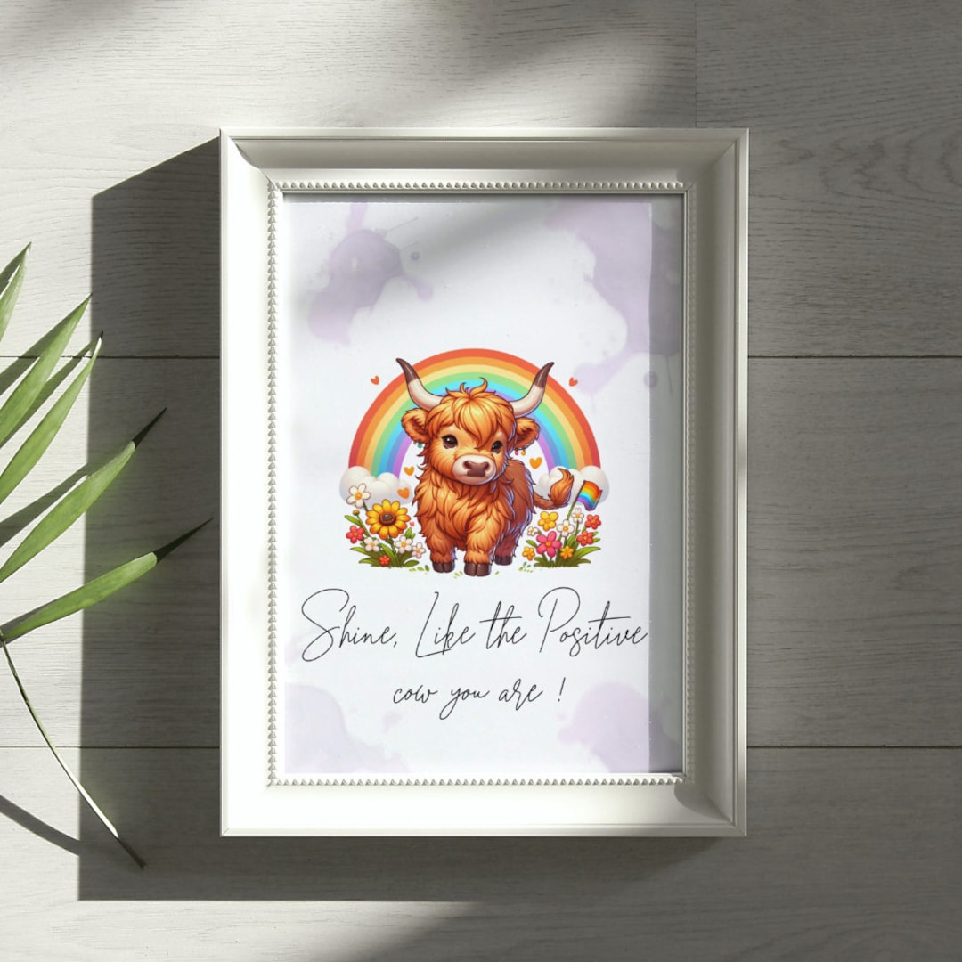 Highland Cow Positivity Poster, Instant Download, Animal Picture for ...