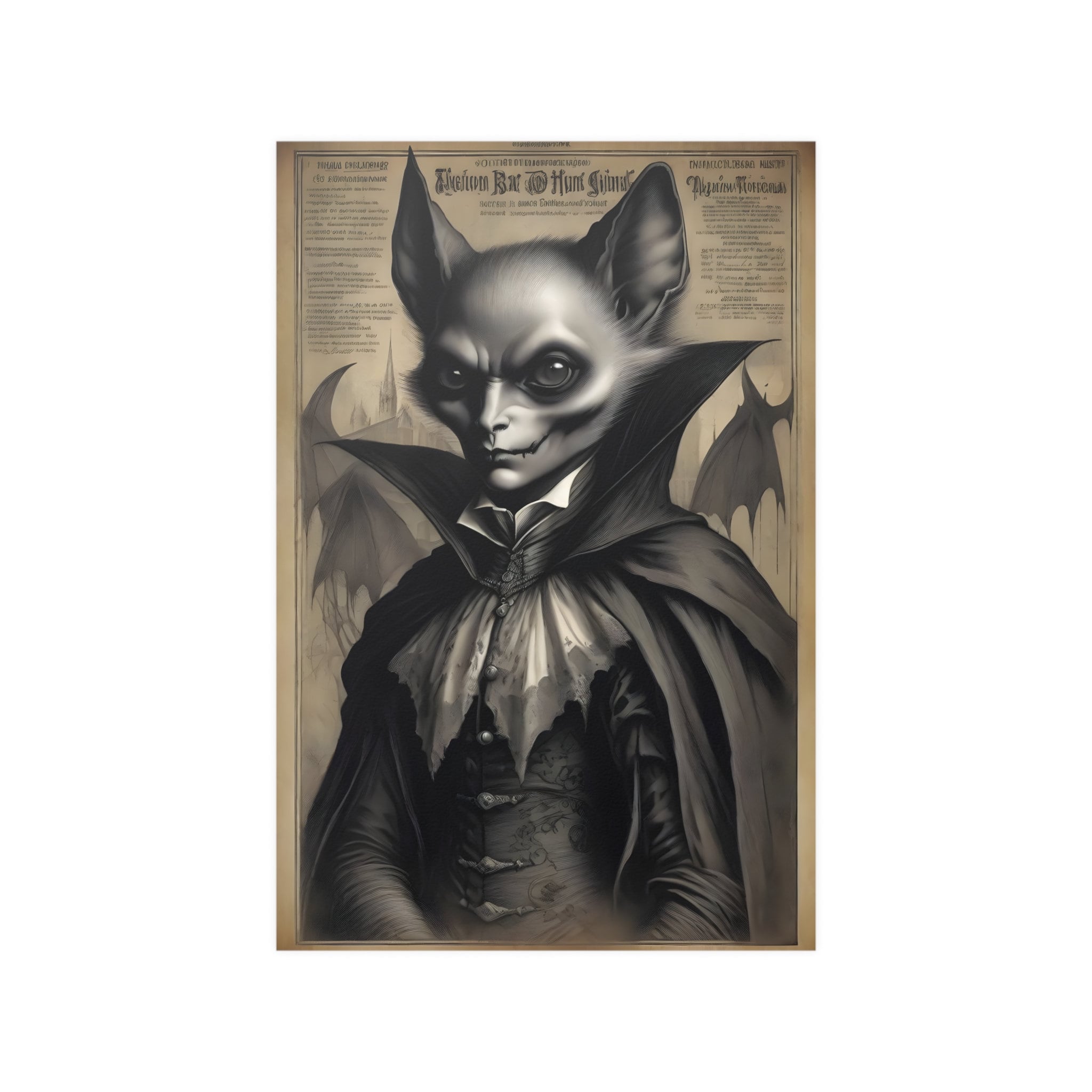Gothic Bat Vintage Poster Victorian Vampire Art Dark Academia Home ...