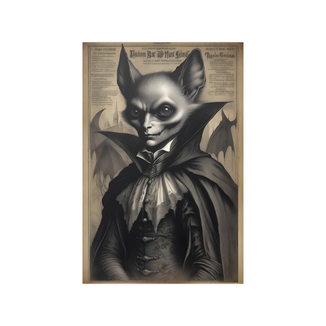 Gothic Bat Vintage Poster Victorian Vampire Art Dark Academia Home ...